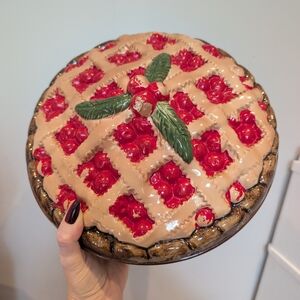 Kitchen | Ceramic Cherry Pie Dish With Red And Green Accents | Poshmark